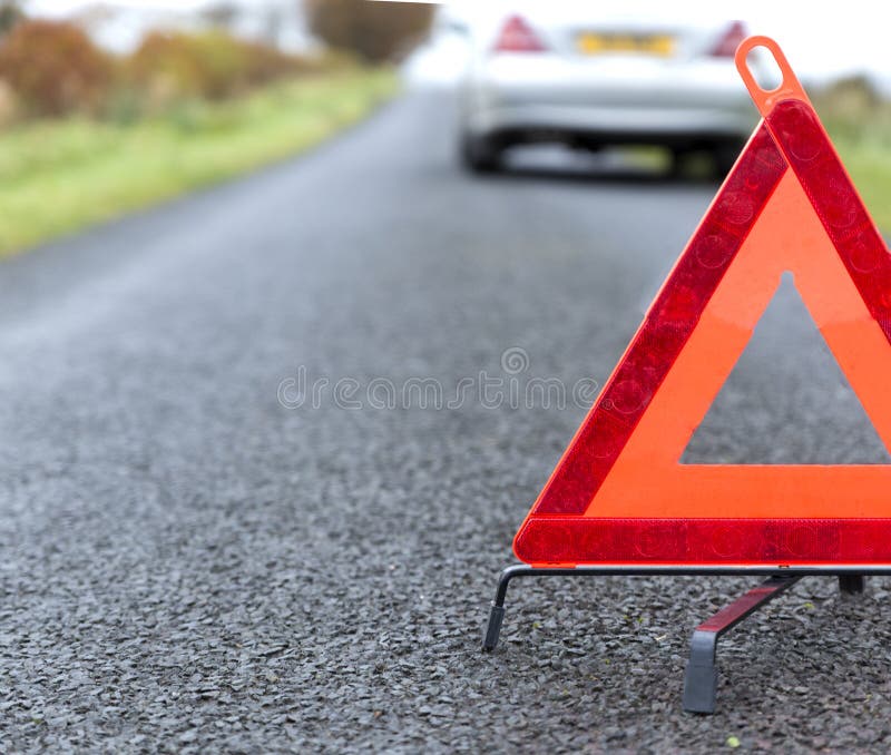 Red Warning Triangle stock photo. Image of motoway, roadside - 102581808