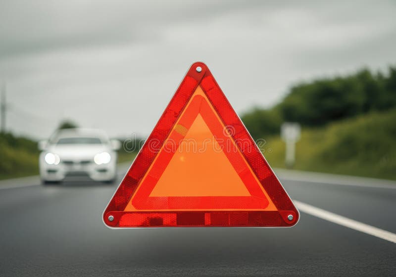 Red Warning Triangle Road Signaling Vehicle Breakdown Stock Photos ...