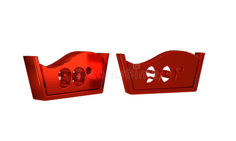 Red Washing Under 90 Degrees Celsius Icon Isolated on Transparent ...