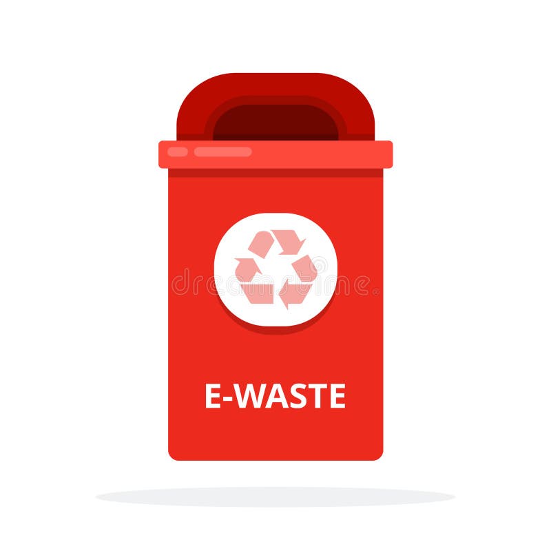 Red Waste Bin for Electronic Waste Flat Isolated Stock Vector ...