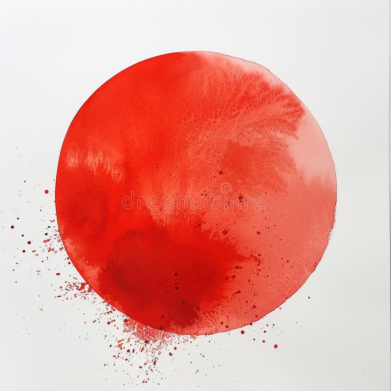 Red Water Colour in Round and Spreades Form on Transparent Background ...