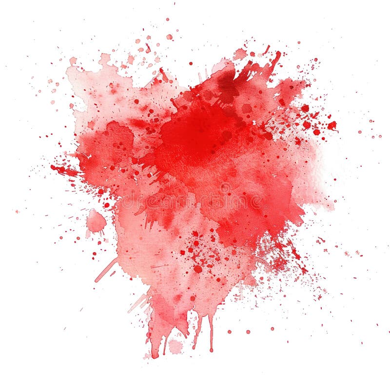 Red Water Colour in Round and Spreades Form on Transparent Background ...