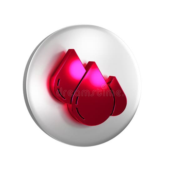 Red Water Drop Icon Isolated on Transparent Background. Silver Circle ...