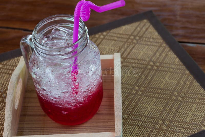 Red Water Mix Soda on Table Blackground,process Color. Stock Image ...