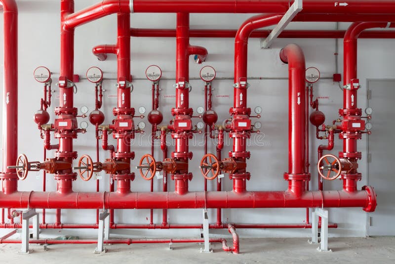 Red Water Pipe Valve,pipe for Water Piping System Control in Ind Stock ...