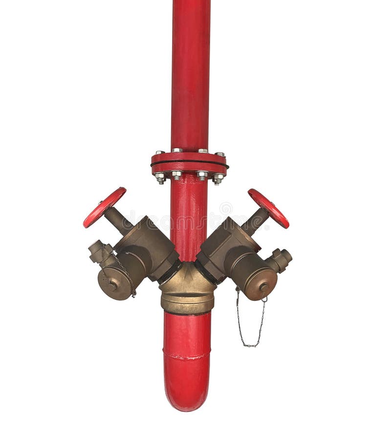 Red Water Pipeline with Two Way Valve Isolated on White Background ...