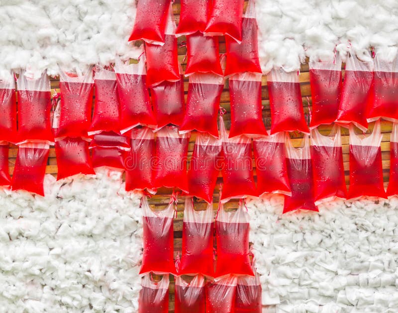 Red Water in the Plastic Bag Stock Image - Image of juice, wrapping ...