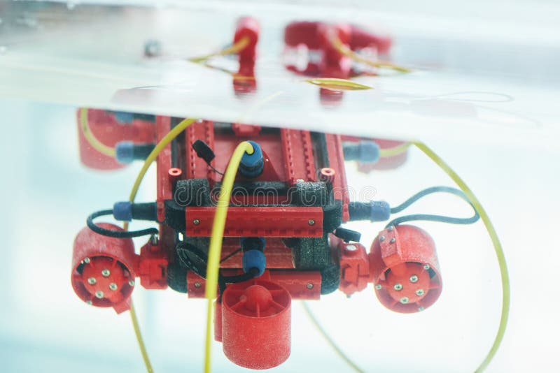 Red Water Robot in Tank stock image. Image of technology - 215185471
