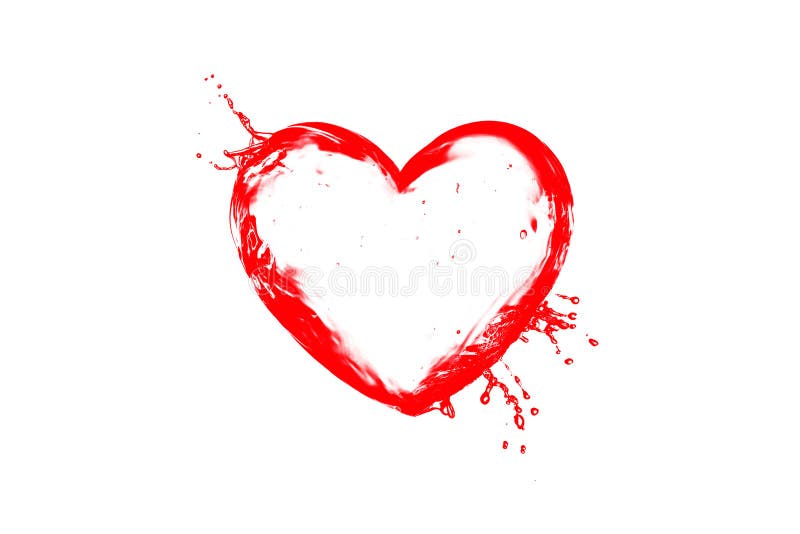 Red Water Splash Heart Shape on a White Background Stock Photo - Image ...