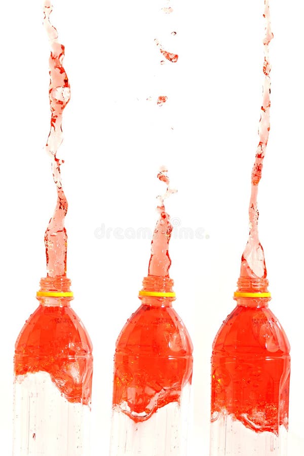 The Red Water that Spread Out from the Three Bottle. Stock Photo ...