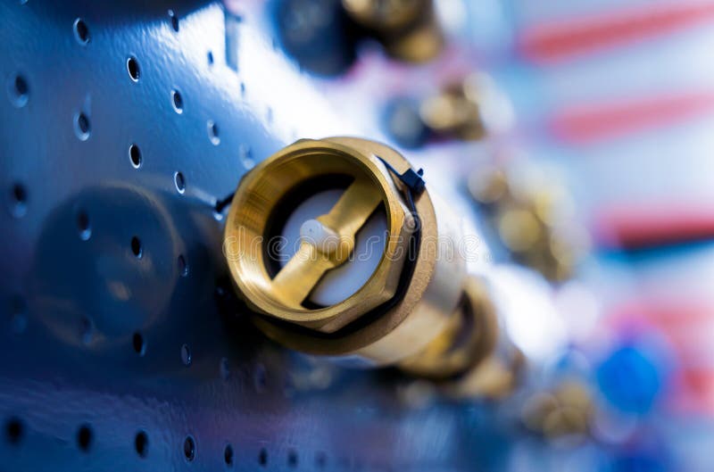 Red Water Tap on the Wall at the Showroom Stock Photo - Image of handle ...