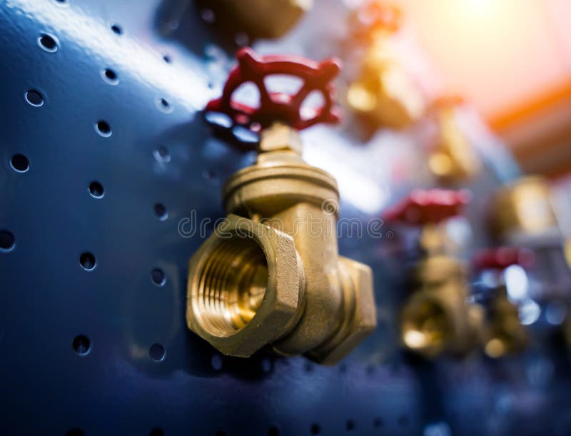 Red Water Tap on the Wall at the Showroom Stock Photo - Image of ...