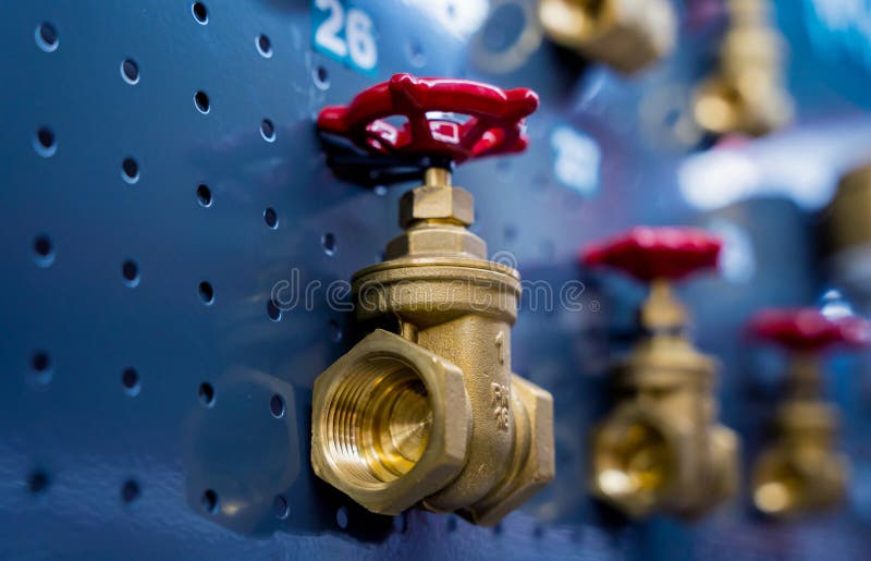 Red Water Tap on the Wall at the Showroom Stock Photo - Image of handle ...