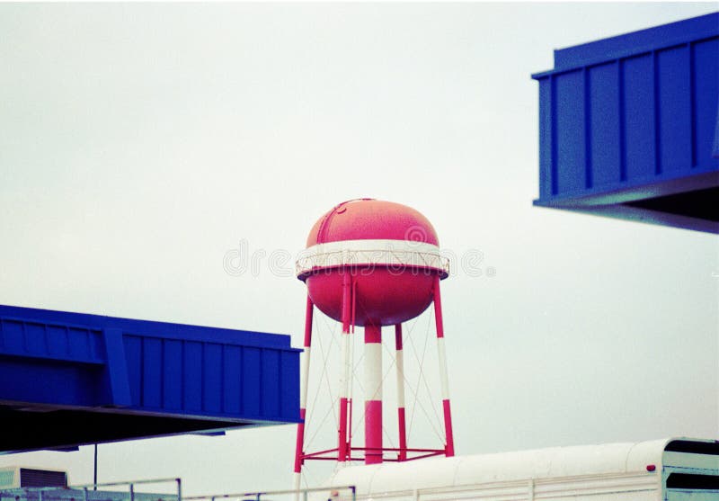 Red water tower stock image. Image of america, station - 51401891