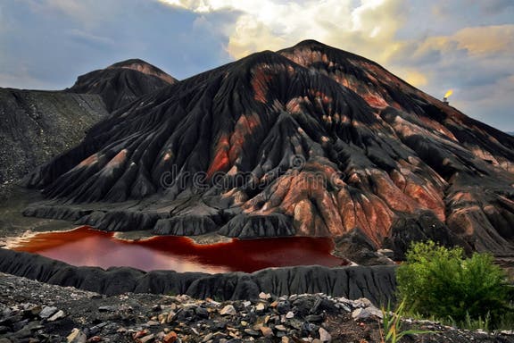 Red Water of Waste Heap of Old Colliery Stock Image - Image of orange ...