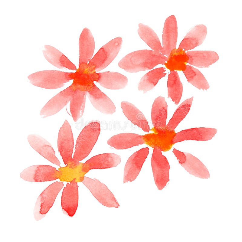 Red watercolor flowers stock illustration. Illustration of painting ...