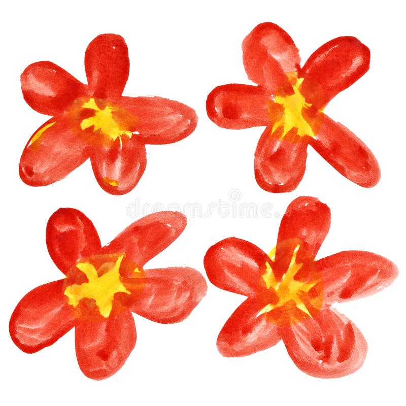 Red watercolor flowers stock illustration. Illustration of colour ...