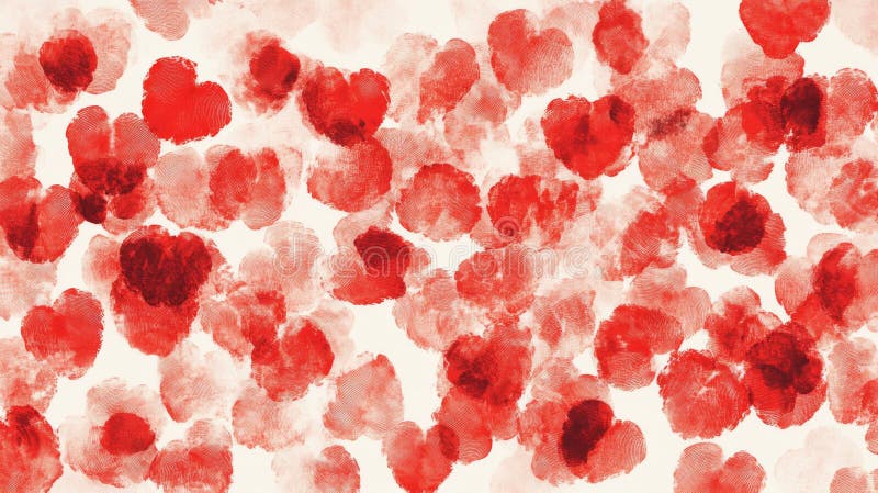 Red Watercolor Heart Pattern on White Background, Artistic and Romantic ...