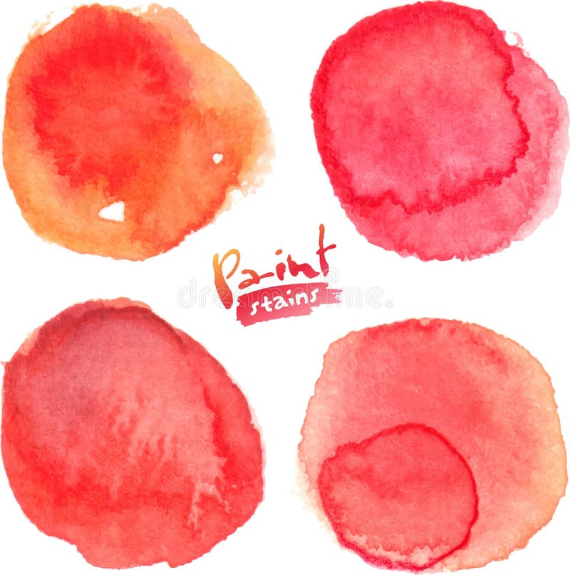 Red Watercolor Painted Vector Stains Set Stock Vector - Illustration of ...