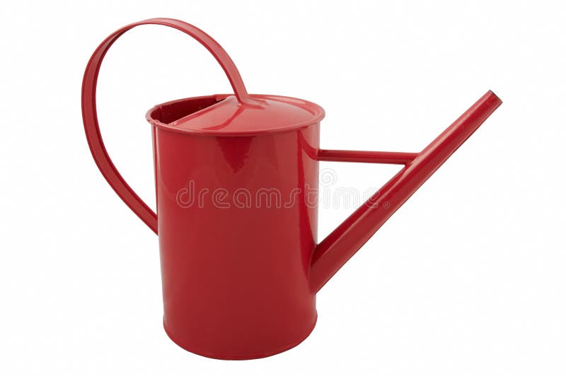 Red watering can stock photo. Image of water, isolated - 1051598