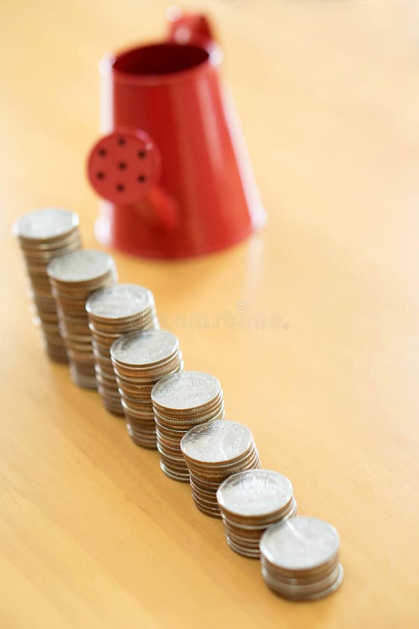 Red Watering Can with Coin (path in Side) Editorial Image - Image of ...