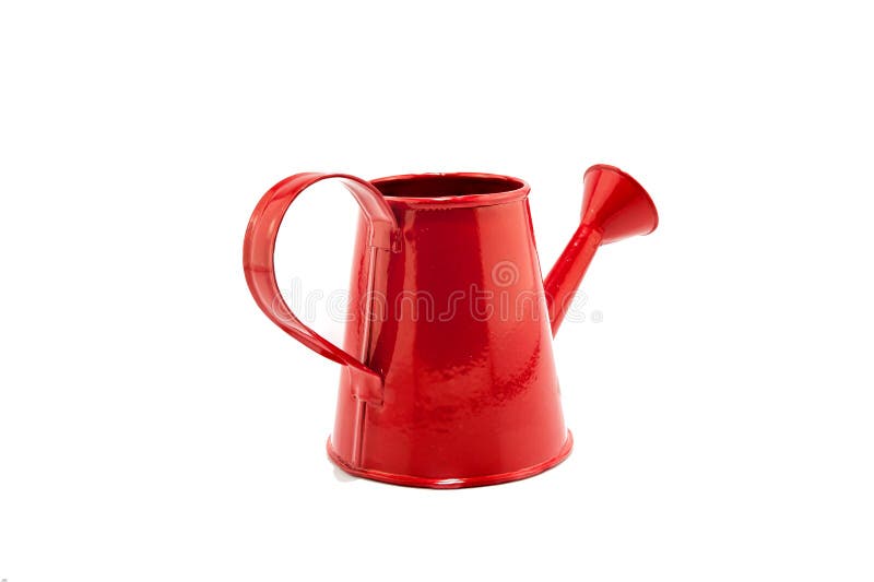 Red Watering Can Isolated on White Background. Stock Image - Image of ...