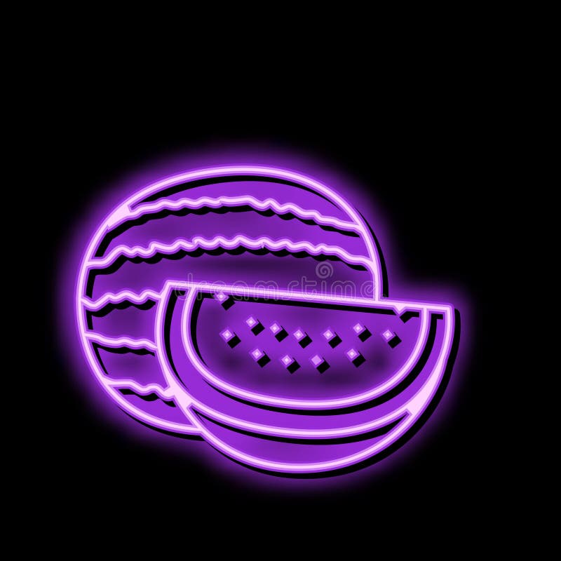 Red Watermelon Cut Slice Neon Glow Icon Illustration Stock Vector ...
