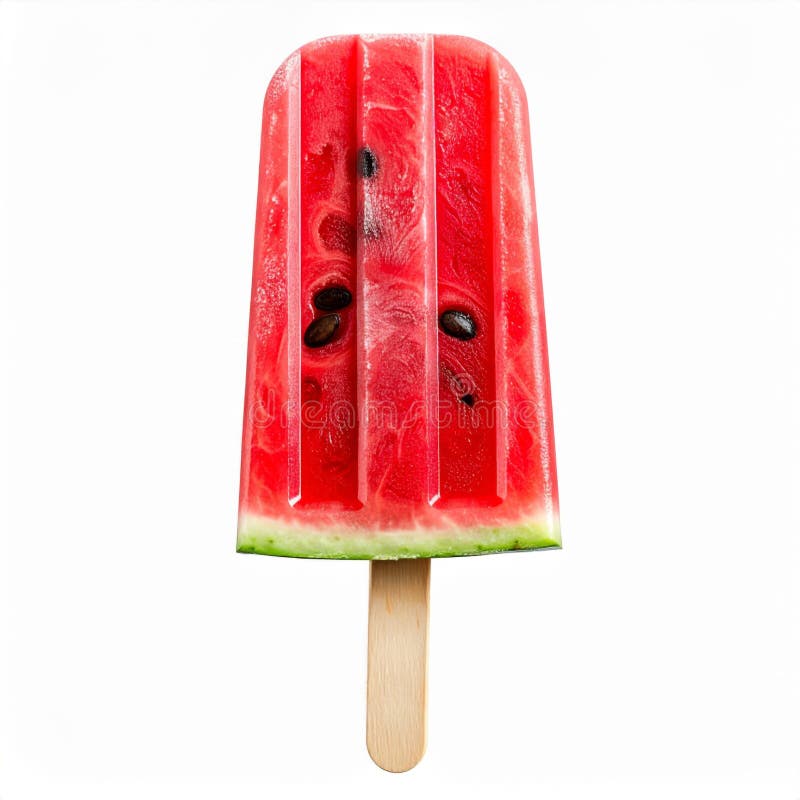 Red Watermelon Popsicle on Wooden Stick Stock Illustration ...