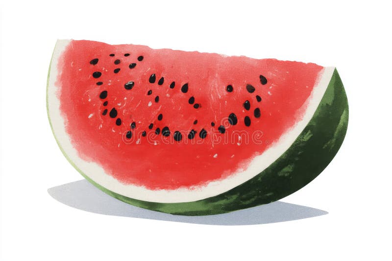Red Watermelon Slice Illustration on White Background Stock ...
