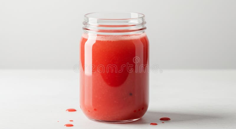 Red Watermelon Smoothie in a Glass Jar Stock Illustration ...