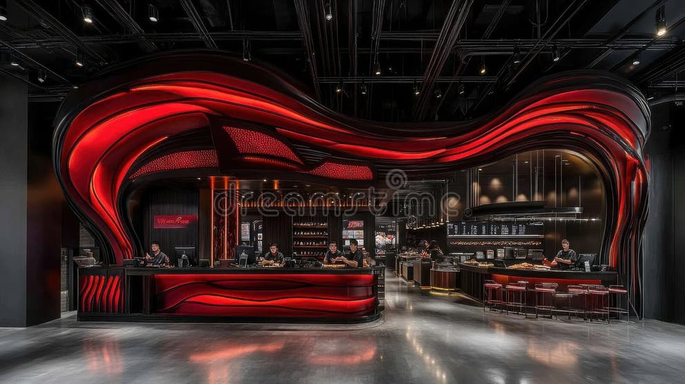 Red Wave Concession Stand Design Stock Illustration - Illustration of ...