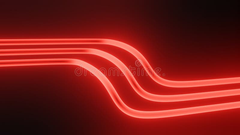 Red Wave Formed Neon Light. 3d Rendering. Stock Illustration ...