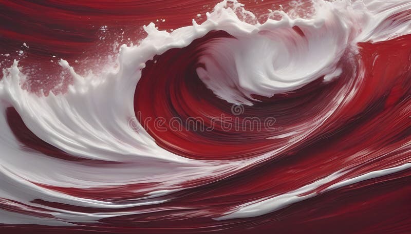 Red Wave Oil Painting Using Brush Technique. Stock Illustration ...