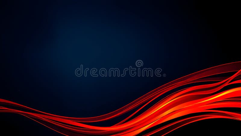 Red Wave Patterns Flowing on a Black Background in Digital Art Stock ...