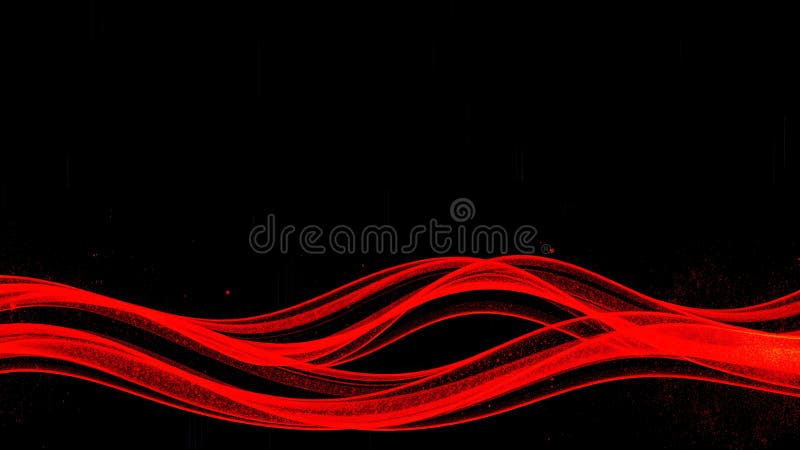 Red Wave Patterns Flowing on a Black Background in Digital Art Stock ...