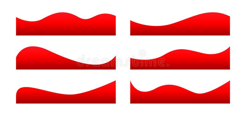 Red Wave Shape, Curve Footer Border, Curve Lines Element Graphic ...