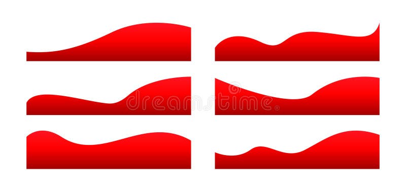 Red Wave Shape, Curve Footer Border, Curve Lines Element Graphic ...