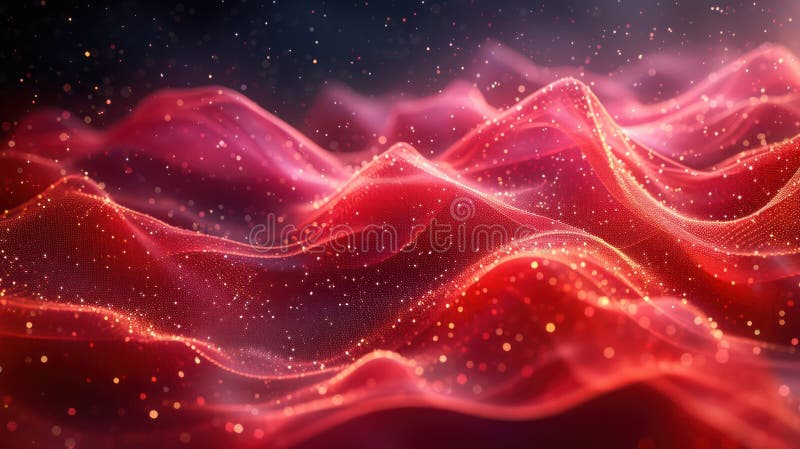 Red Waving Net Grid Texture on Black Background - Abstract Banner ...