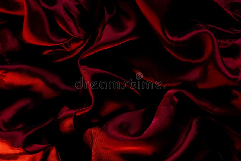 Red Wavy Silky Crumpled Fabric As Background Close-up Stock Photo ...