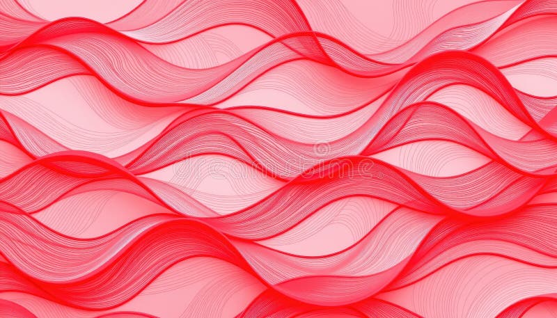 Red Wavy Line Pattern Background Featuring Repetitive Undulating Curves ...