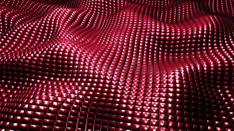 Red Wavy Mosaic Background, 3D Waves from Square Shapes, Technology ...