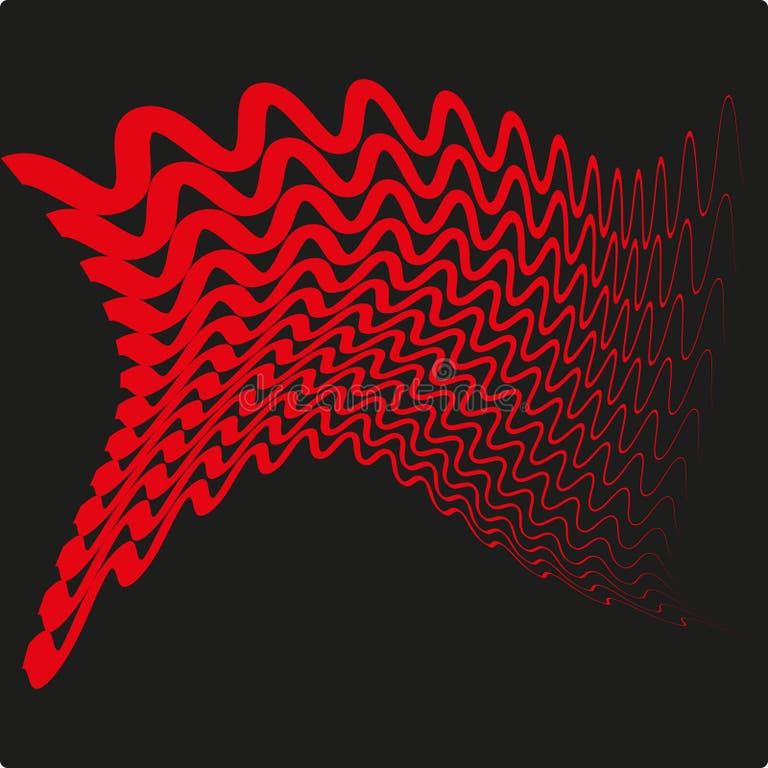 Red Wavy Pattern. Optical Illusion Waves. Vibrant Abstract Shape ...