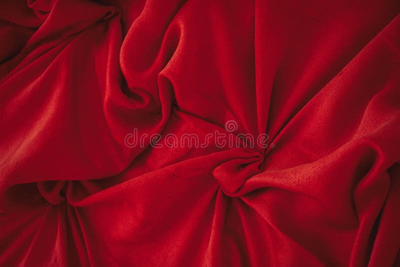 Red Wavy Silky Crumpled Fabric As Background Close-up Stock Photo ...