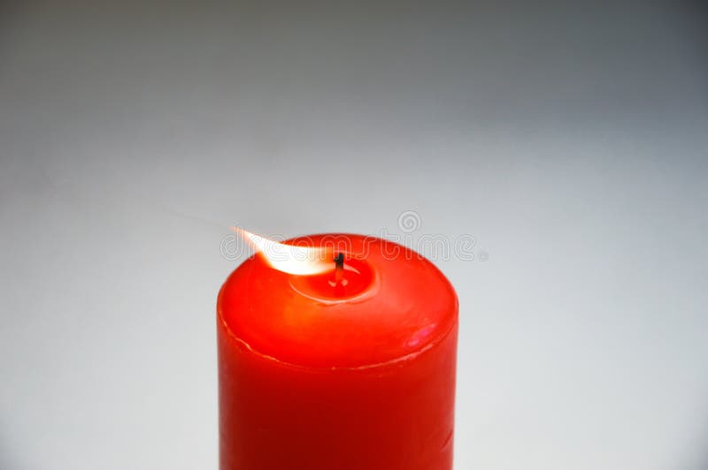 Red Wax Candle with a Flame of Fire. Stock Image - Image of decorative ...