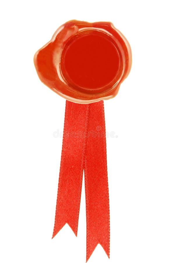 Red wax seal red ribbon stock photo. Image of isolated - 14153300