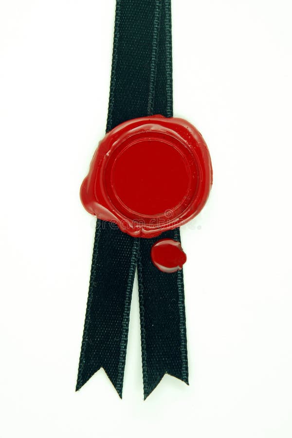 Red wax seal black ribbon stock photo. Image of middle - 14151964