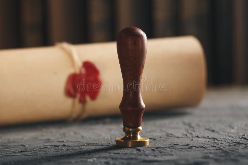 Red Wax Stamp on the Paper Document Isolated. Stock Photo - Image of ...