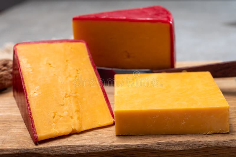 Red Waxed Yellow Cheddar Cheese Close Up Stock Image - Image of cheddar ...