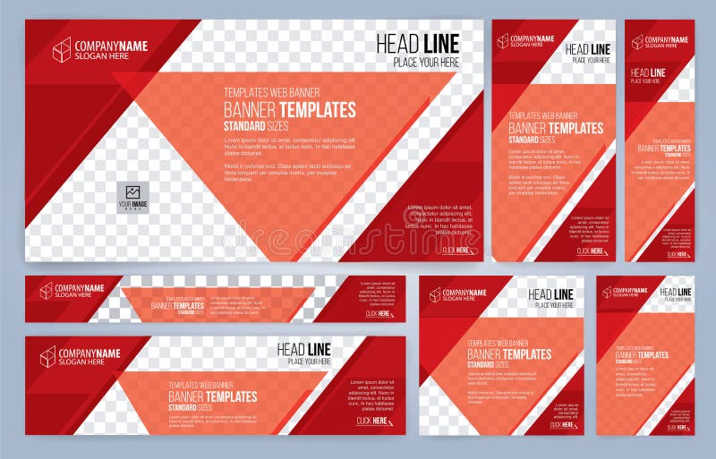 Red Web banners templates stock vector. Illustration of icon - 127081397