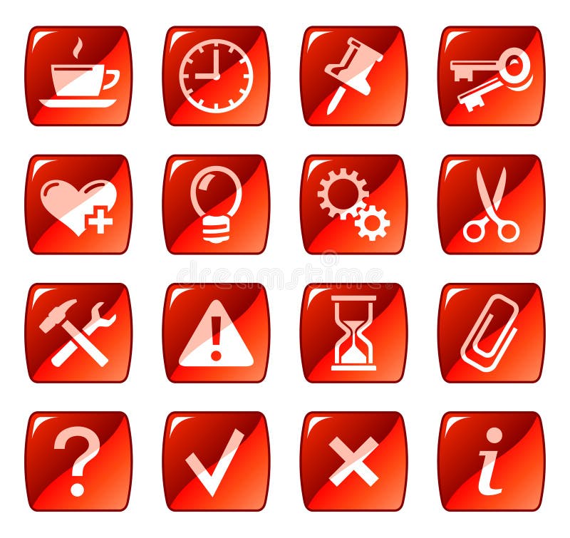 Red web icons / buttons 4 stock vector. Illustration of icons - 6668824